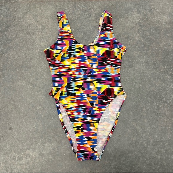 Vintage | Tops | Vintage 9s Body Flex Graphic One Piece Fitness Unitard ...